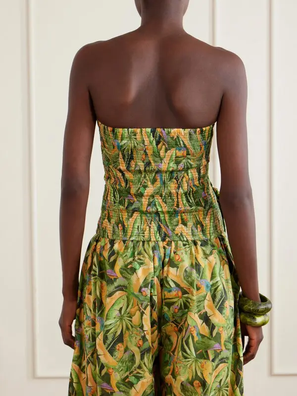 Farm Rio Strapless Ruched Cotton Tank