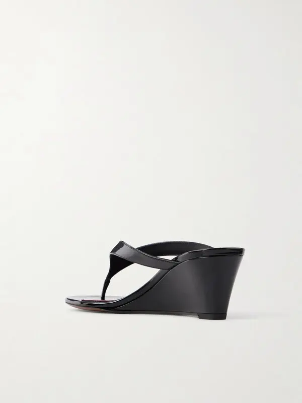 NEOUS Tercus Wedge Thong Sandals - Black