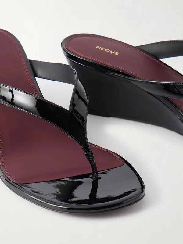 NEOUS Tercus Wedge Thong Sandals - Black