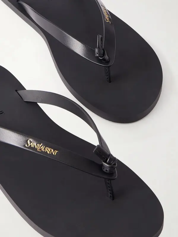 Saint Laurent Leather Pool Flip-flops - Black