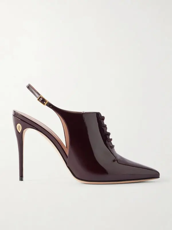 Jennifer Chamandi Lucio 105 Patent Leather Slingback Pumps - Burgundy