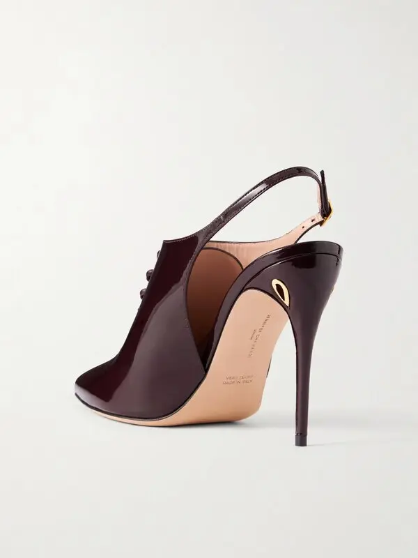 Jennifer Chamandi Lucio 105 Patent Leather Slingback Pumps - Burgundy