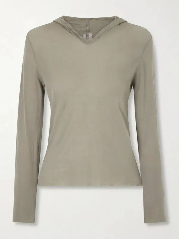 Rick Owens Cropped Hooded Cotton-jersey T-shirt - Gray