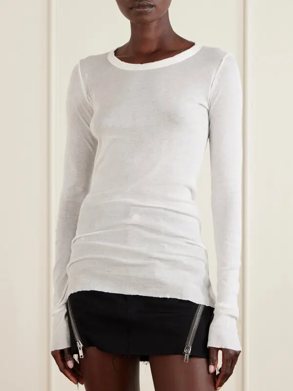 Rick Owens Cotton-jersey Long Sleeve T-shirt - Neutrals
