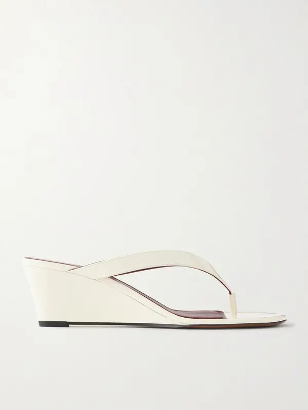NEOUS Tercus 50 Leather Thong Wedge Sandals - Neutrals