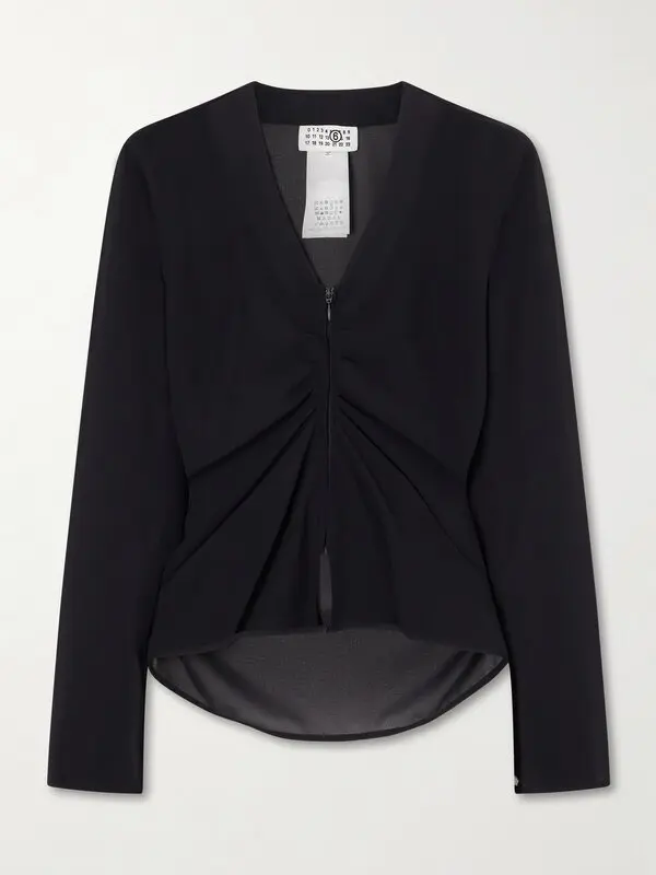 MAISON MARGIELA Jersey Zip-up Blouse - Black