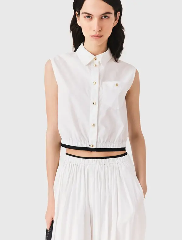 Maje Cropped Sleeveless Shirt