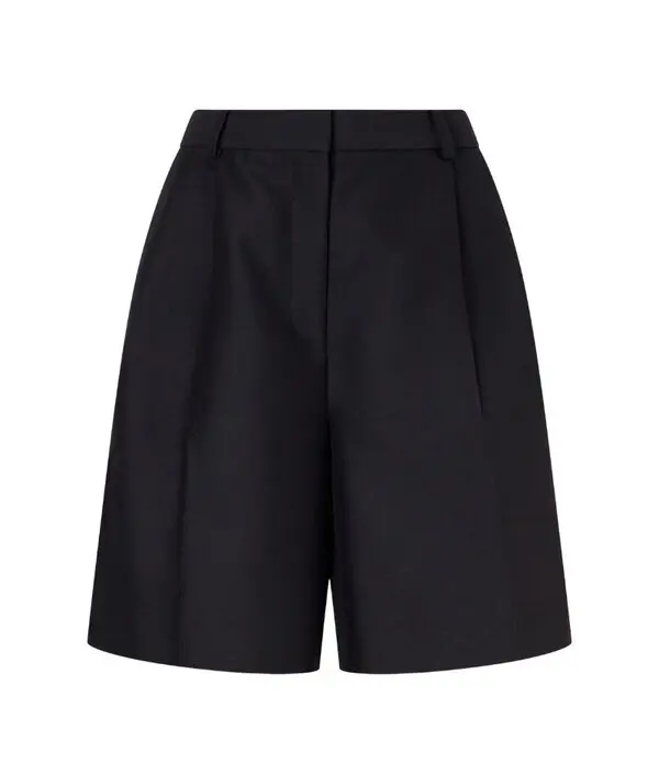 Khaite Pleated Wool And Silk-blend Cady Shorts - Black