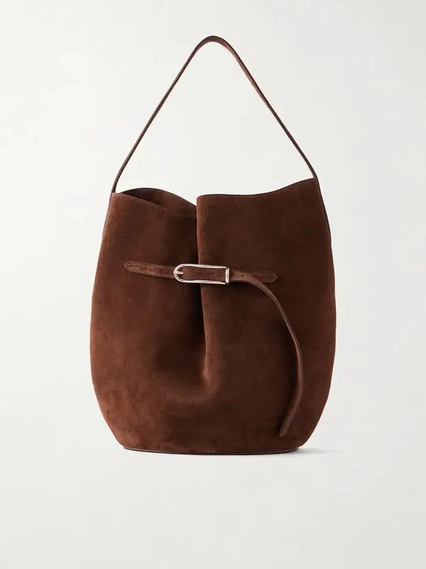 LIFFNER Buckled Large Suede Shoulder Bag - Brown