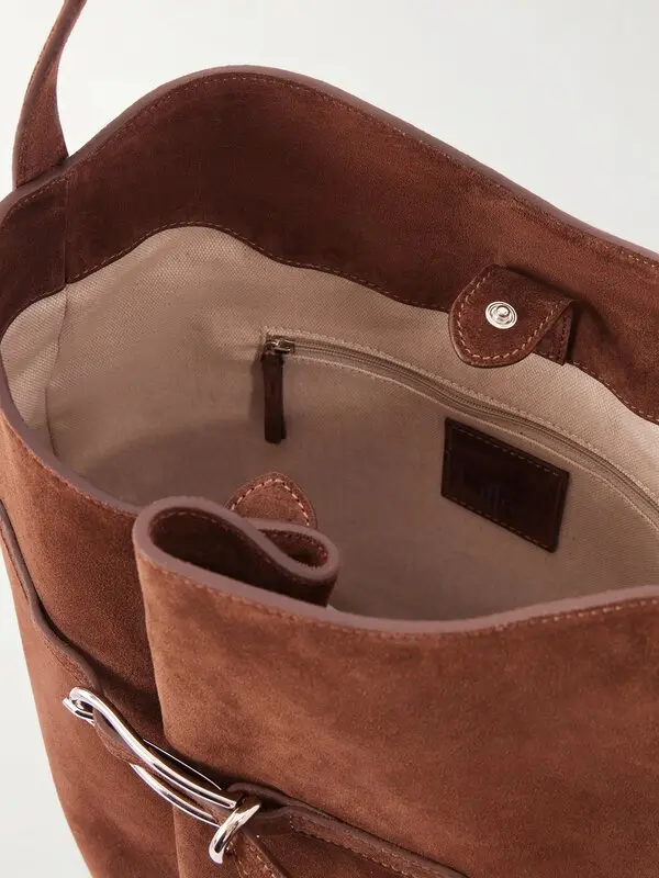 LIFFNER Buckled Large Suede Shoulder Bag - Brown