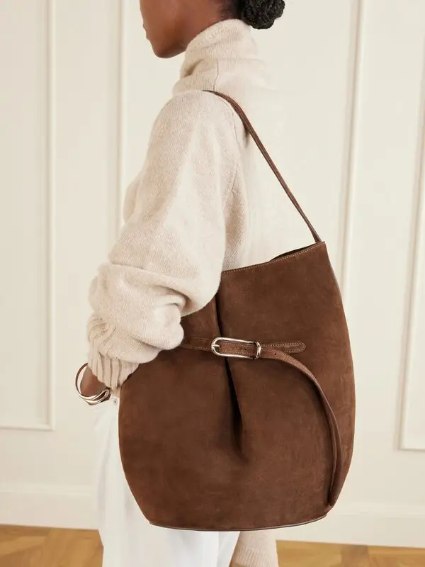 LIFFNER Large Suede Buckled Shoulder Bag