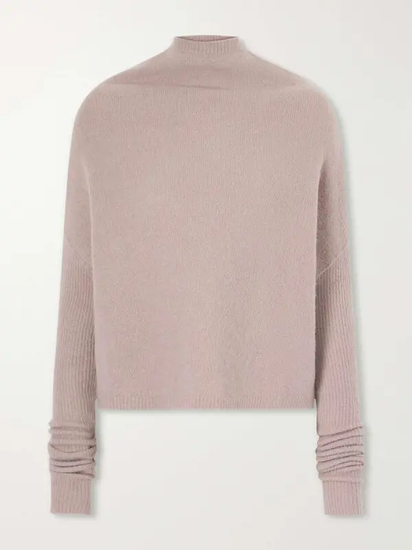 Rick Owens Crater Cashmere-blend Turtleneck Sweater - Blush