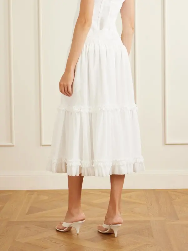 Balmain Ruffled Poplin Maxi Skirt