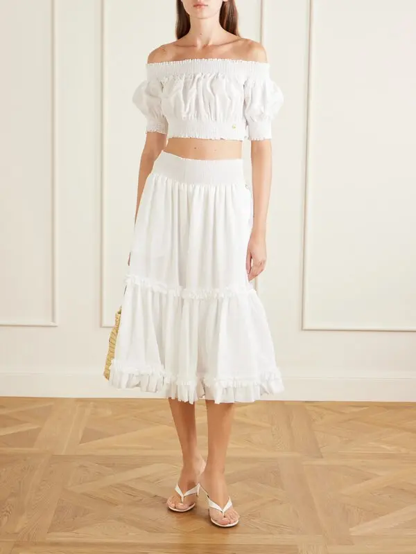 Balmain Ruffled Poplin Maxi Skirt