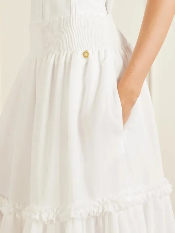 Balmain Ruffled Poplin Maxi Skirt