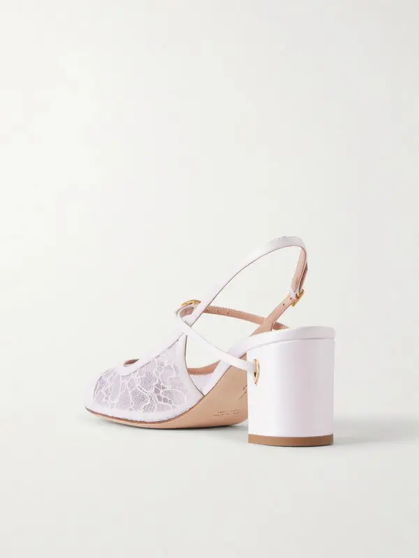 Jennifer Chamandi Mattia 65 Satin-trimmed Lace Pumps - White