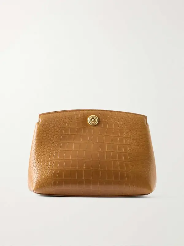 LIFFNER Pushlock Croc-effect Leather Clutch - Tan