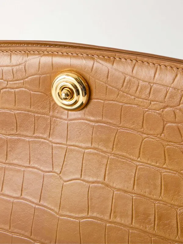 LIFFNER Pushlock Croc-effect Leather Clutch - Tan