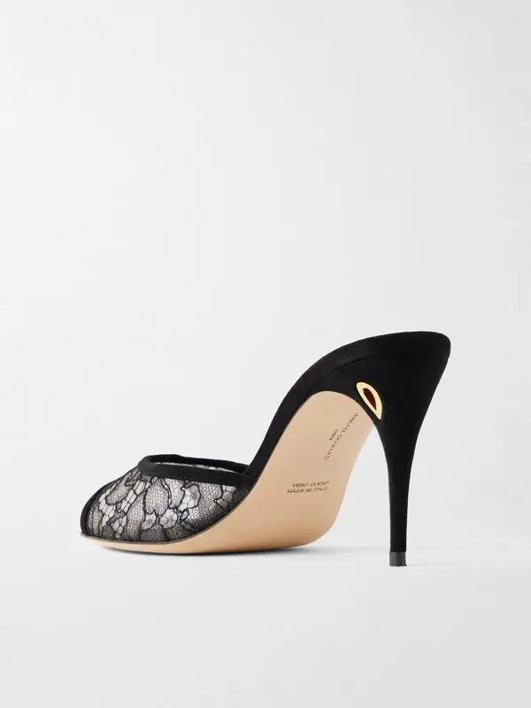 Jennifer Chamandi Guido 85 Suede-trimmed Lace Sandals
