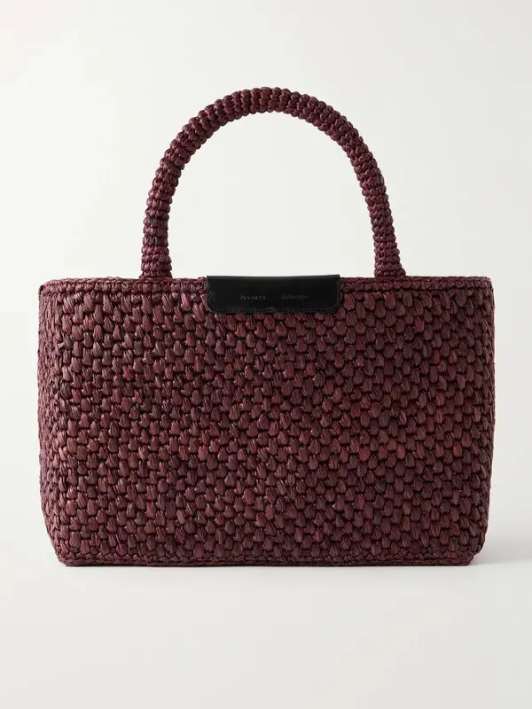 Proenza Schouler East West Chelsea Leather-trimmed Raffia Tote - Plum