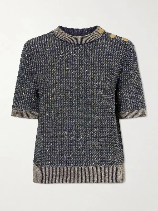 Balmain Embellished Tweed Sweater - Multi