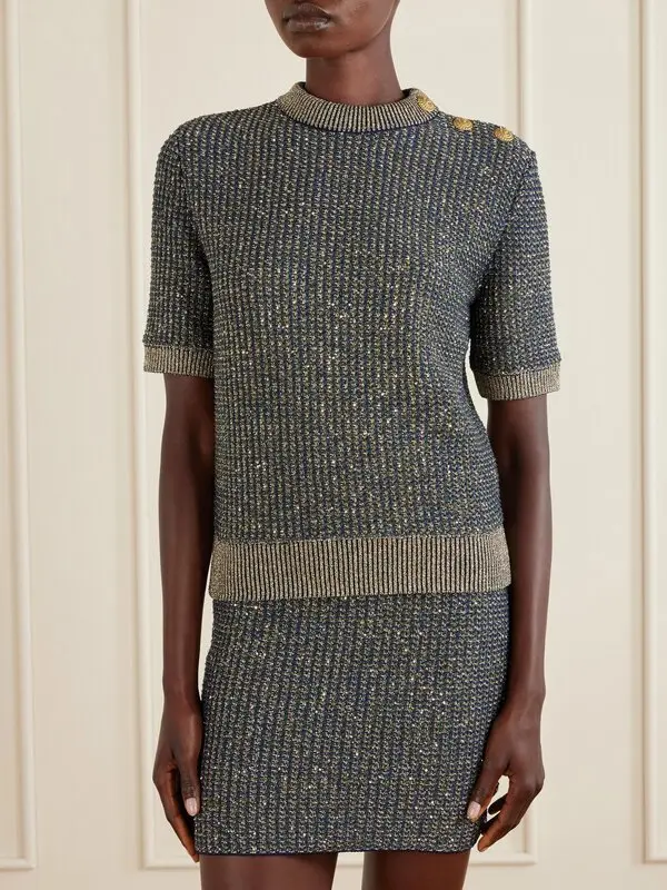 Balmain Embellished Tweed Sweater - Multi