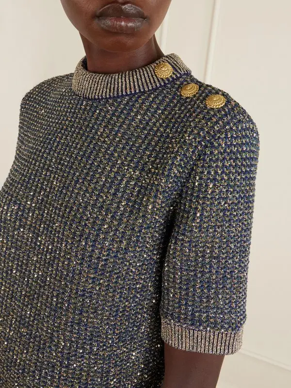 Balmain Embellished Tweed Sweater - Multi