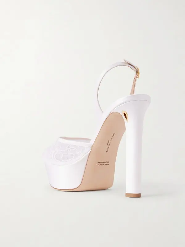 Jennifer Chamandi Antonio 130 Satin Lace Sandals - White