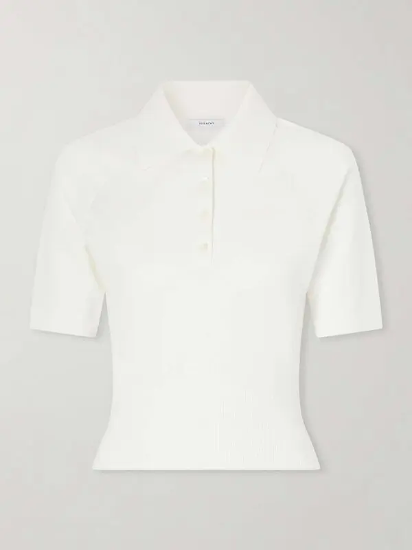 Givenchy Cropped Cotton-blend Polo Shirt - Ivory