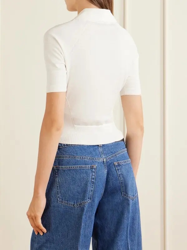Givenchy Cropped Cotton-blend Polo Shirt - Neutrals