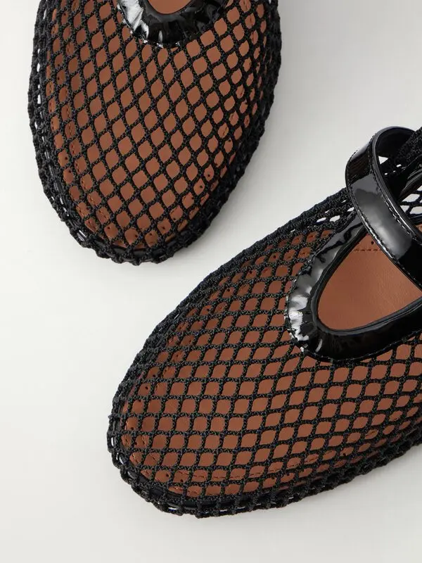 Alaïa 55 Mesh Pumps With Patent Leather Trim