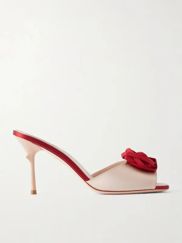 ROGER VIVIER Epine Rose 85 Twill-trimmed Satin Sandals - Pink