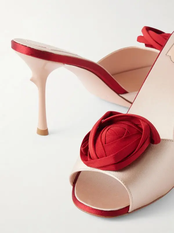 ROGER VIVIER Epine Rose 85 Twill-trimmed Satin Sandals - Pink