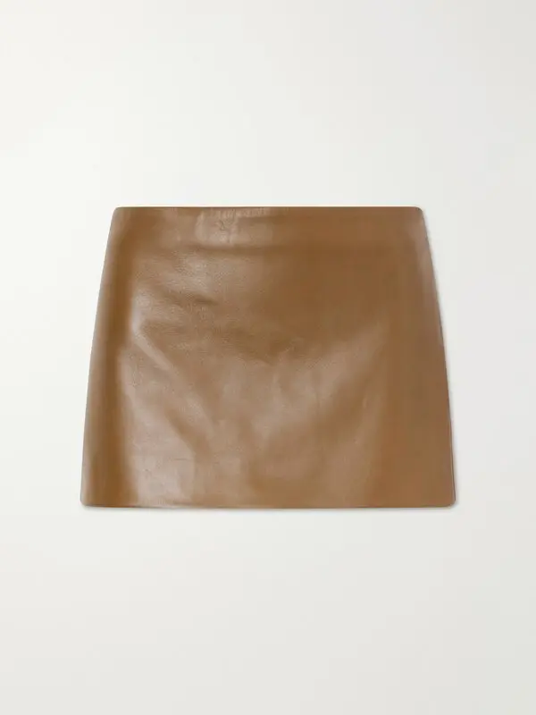 Khaite Jett Leather Mini Skirt - Brown