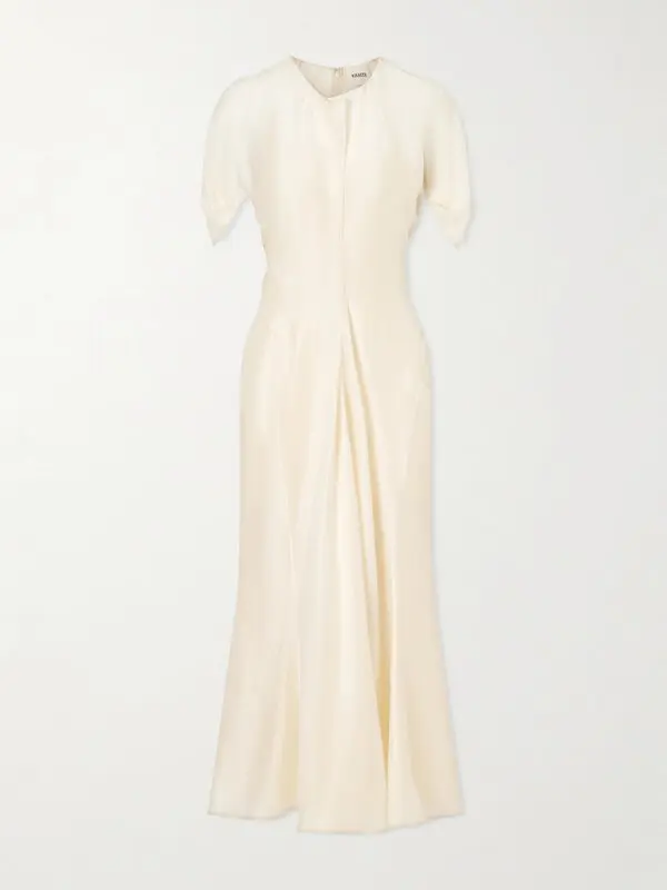 Khaite Ria Silk-blend Midi Dress - Neutrals