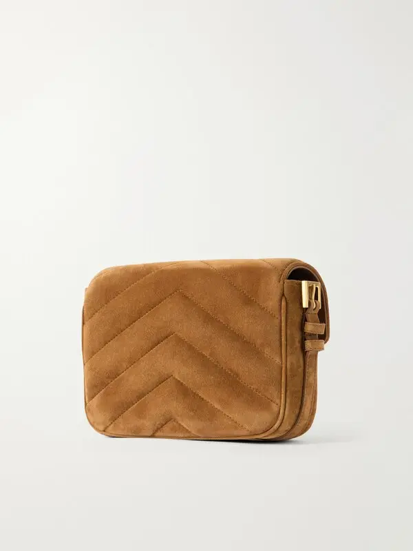 Saint Laurent Loulou Cassandre Suede Shoulder Bag - Brown
