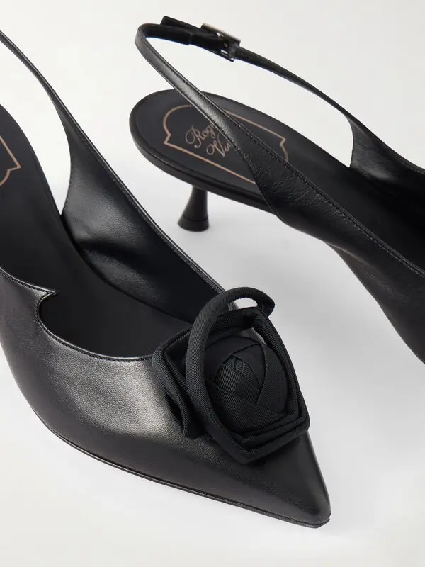 ROGER VIVIER I Love Vivier Roses Slingback Pumps - Black