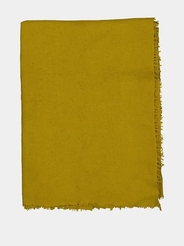 Maison De Vacances Hand-knitted Cashmere Throw With Fringe - Yellow