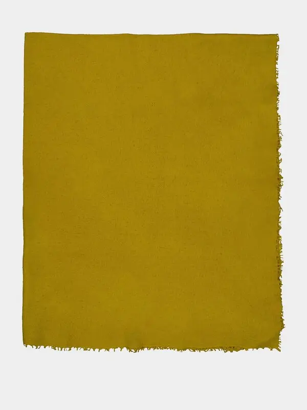 Maison De Vacances Hand-knitted Cashmere Throw With Fringe - Yellow