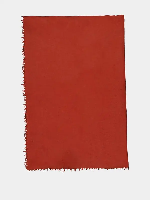 MAISON DE VACANCES Burnt Hand-knitted Cashmere Throw With Fringe - Red