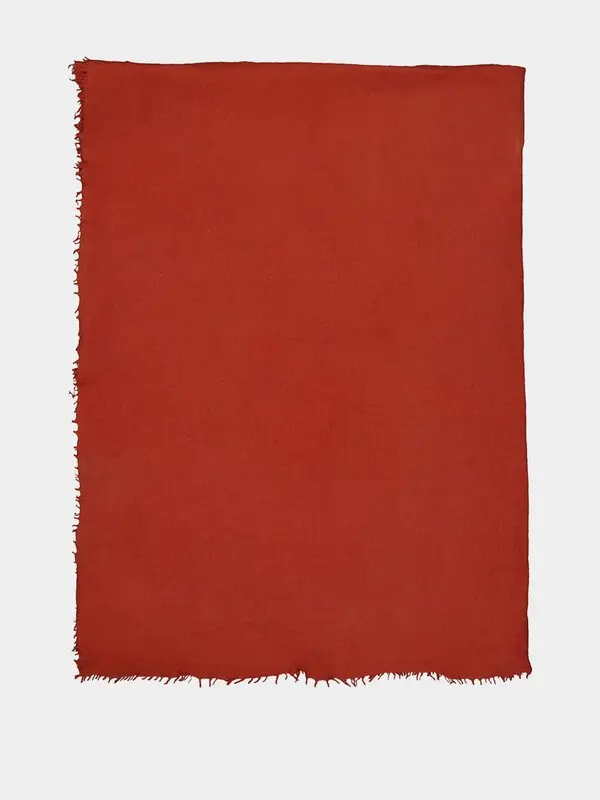 MAISON DE VACANCES Burnt Hand-knitted Cashmere Throw With Fringe
