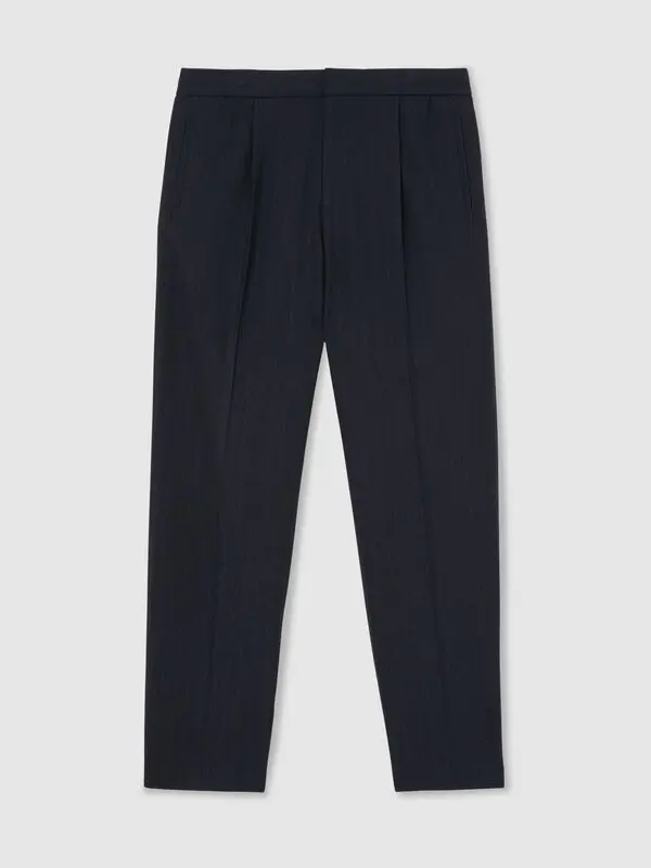 REISS Sidney Stripe Tapered Pleated Trousers