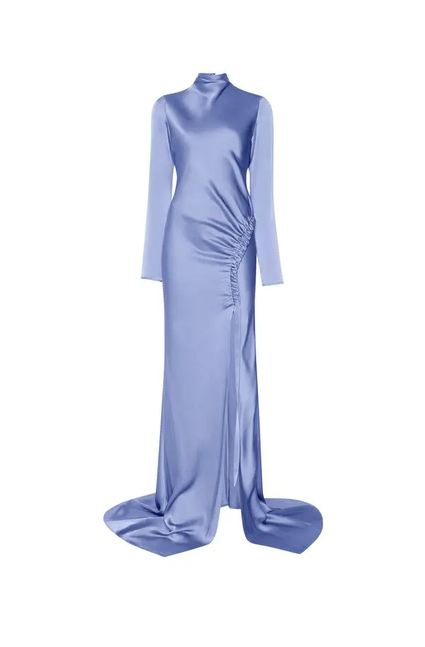 Lapointe Satin Bias Tab Gown With Slit