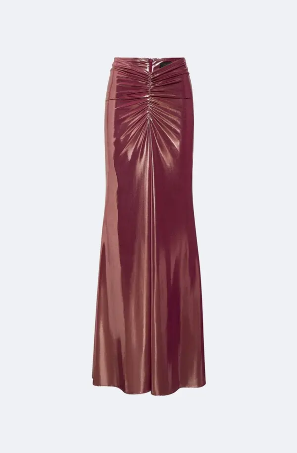 Lapointe Coated Jersey Ruched Maxi Skirt - Clay
