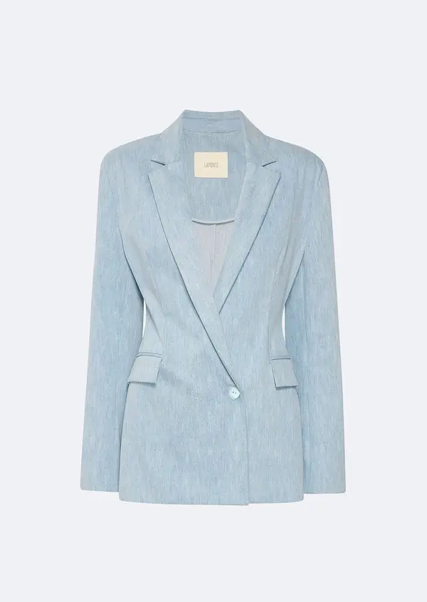 Lapointe Washed Denim Fitted Blazer