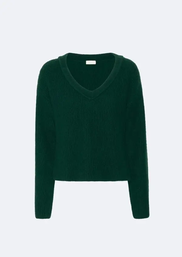 Lapointe Cashmere V Neck Sweater - Forest