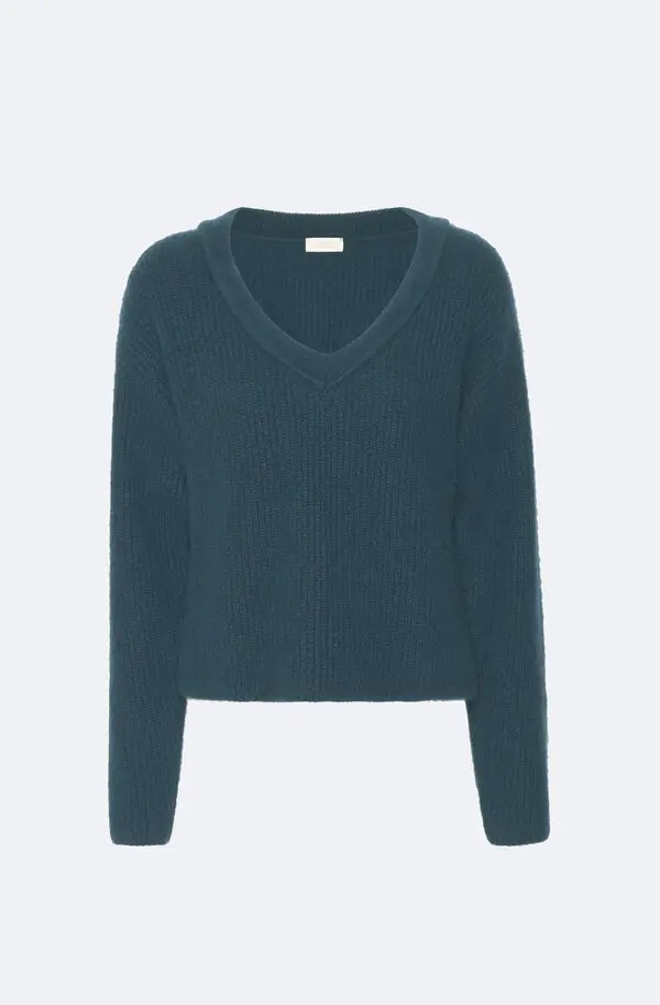 Lapointe Cashmere V Neck Sweater - Marine