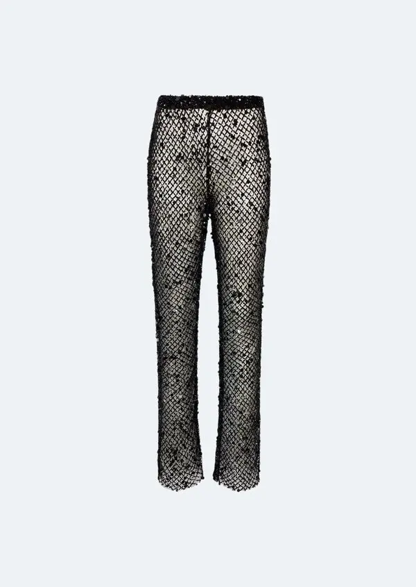 Lapointe Net Mesh Sequin Flare Pant