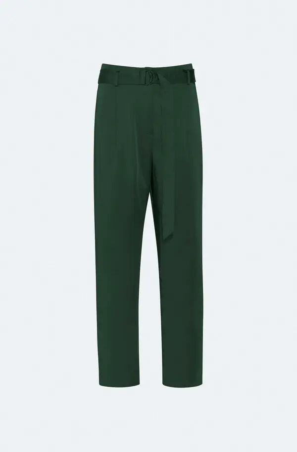 Lapointe Satin Belted Cropped Pant - Forest