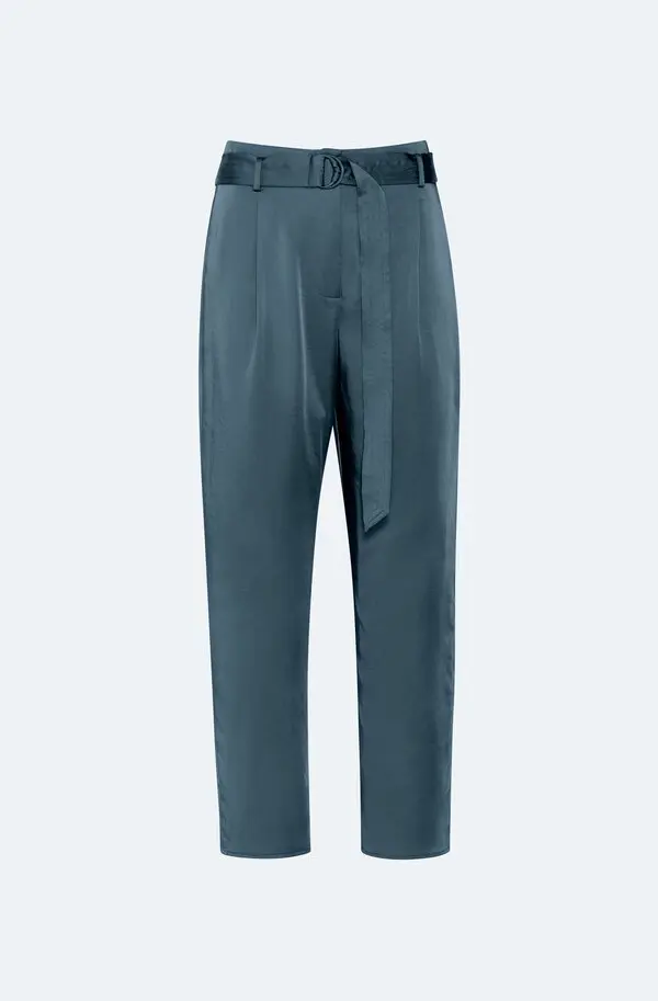 Lapointe Satin Belted Cropped Pant - Marine